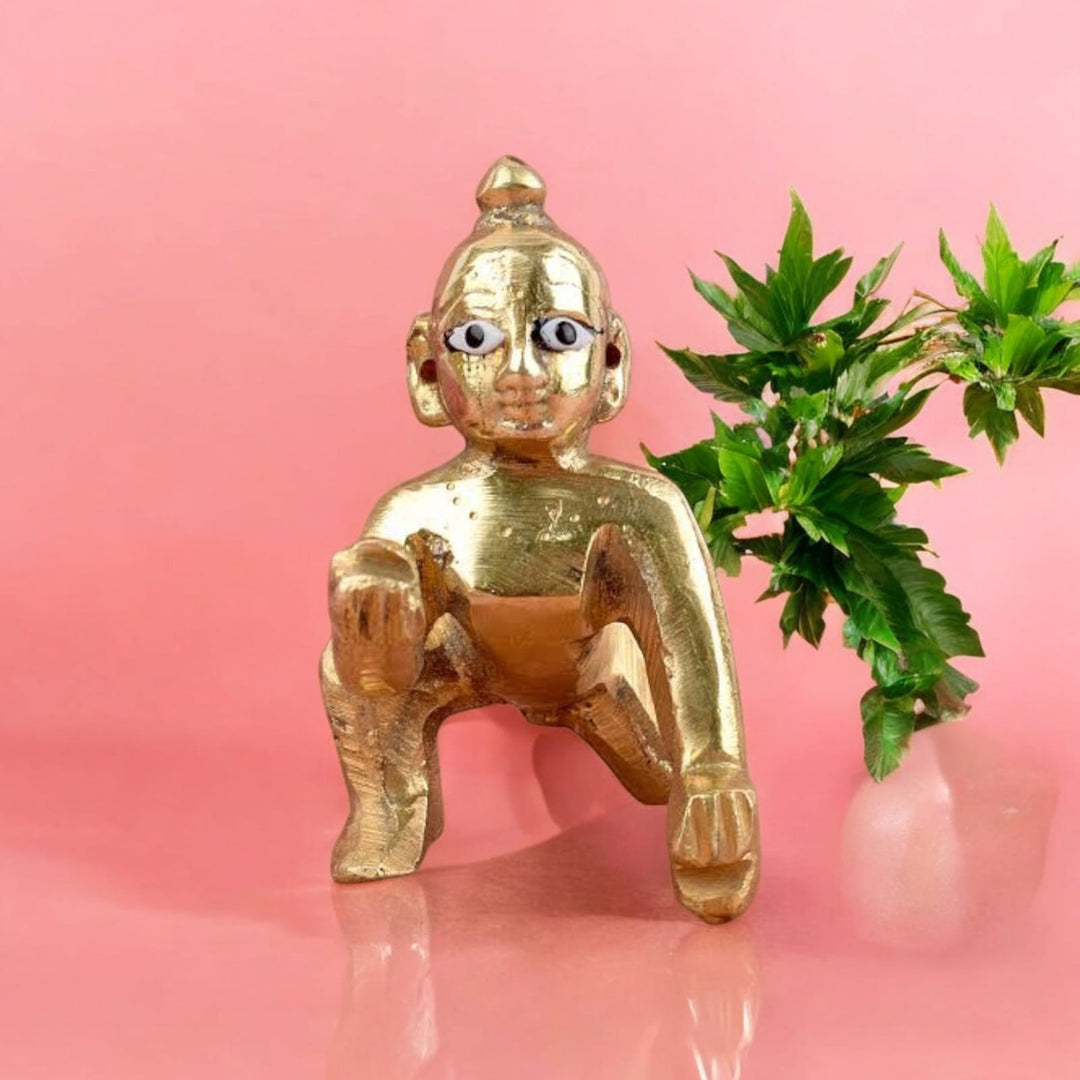 Brass Laddu Gopal Statue - Bal Gopal Idol in Sizes 0-6 by Timeshopee ...