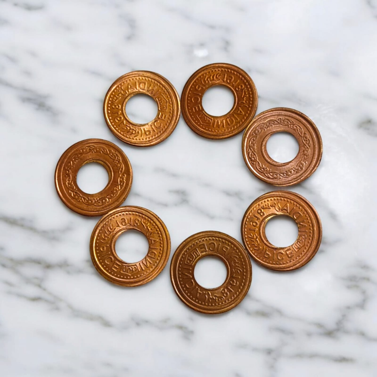 Copper Hole Coin Set of 7 for Puja & Feng Shui – Timeshopee