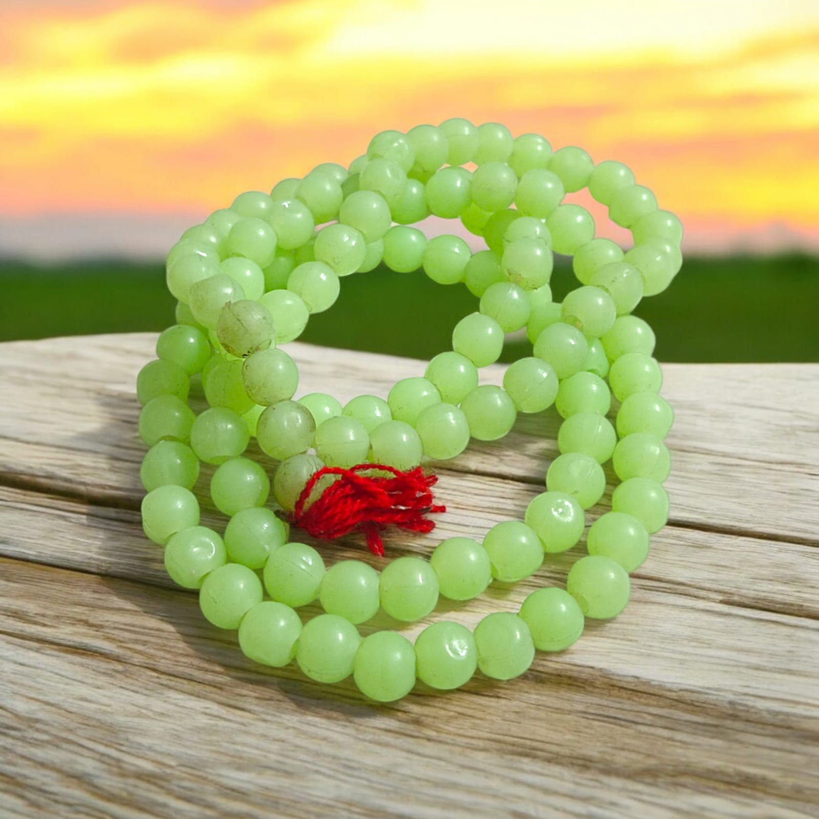 Green Moti Mala | Lab Certified Spiritual Mala | Timeshopee