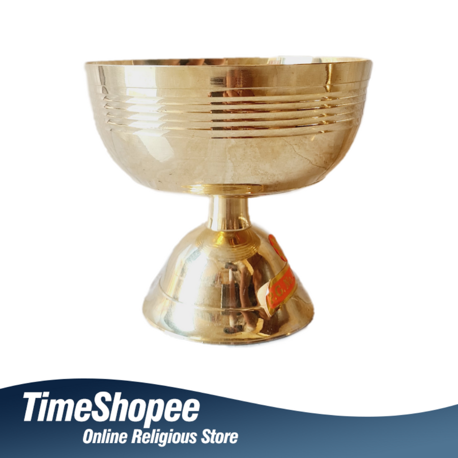 Brass Akhand Jyot with Brass Plate 5X6" By Timeshopee