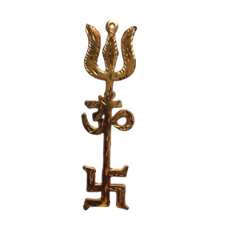 Gold Plated Trishakti Wall Hanging | Divine Symbols | Timeshopee